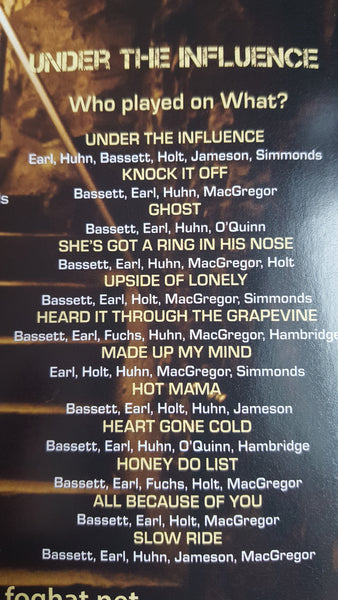 "Under the Influence" CD – FOGHAT RECORDS STORE